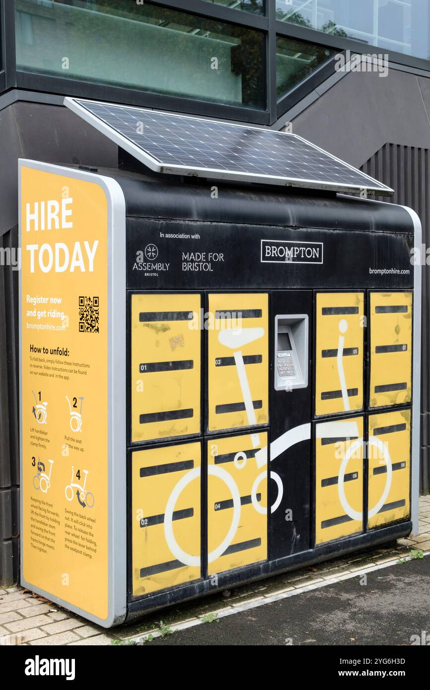 Dock or locker for hiring Brompton bikes in Bristol UK Stock Photo - Alamy