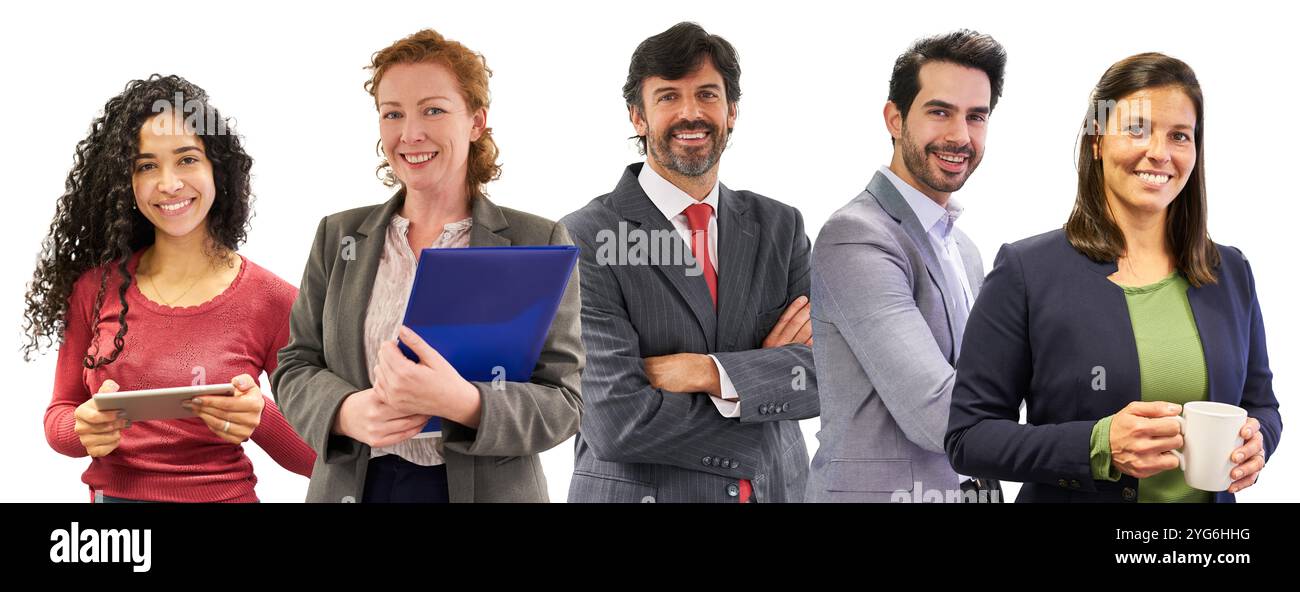 Collage of satisfied business people of different positions as a human ...