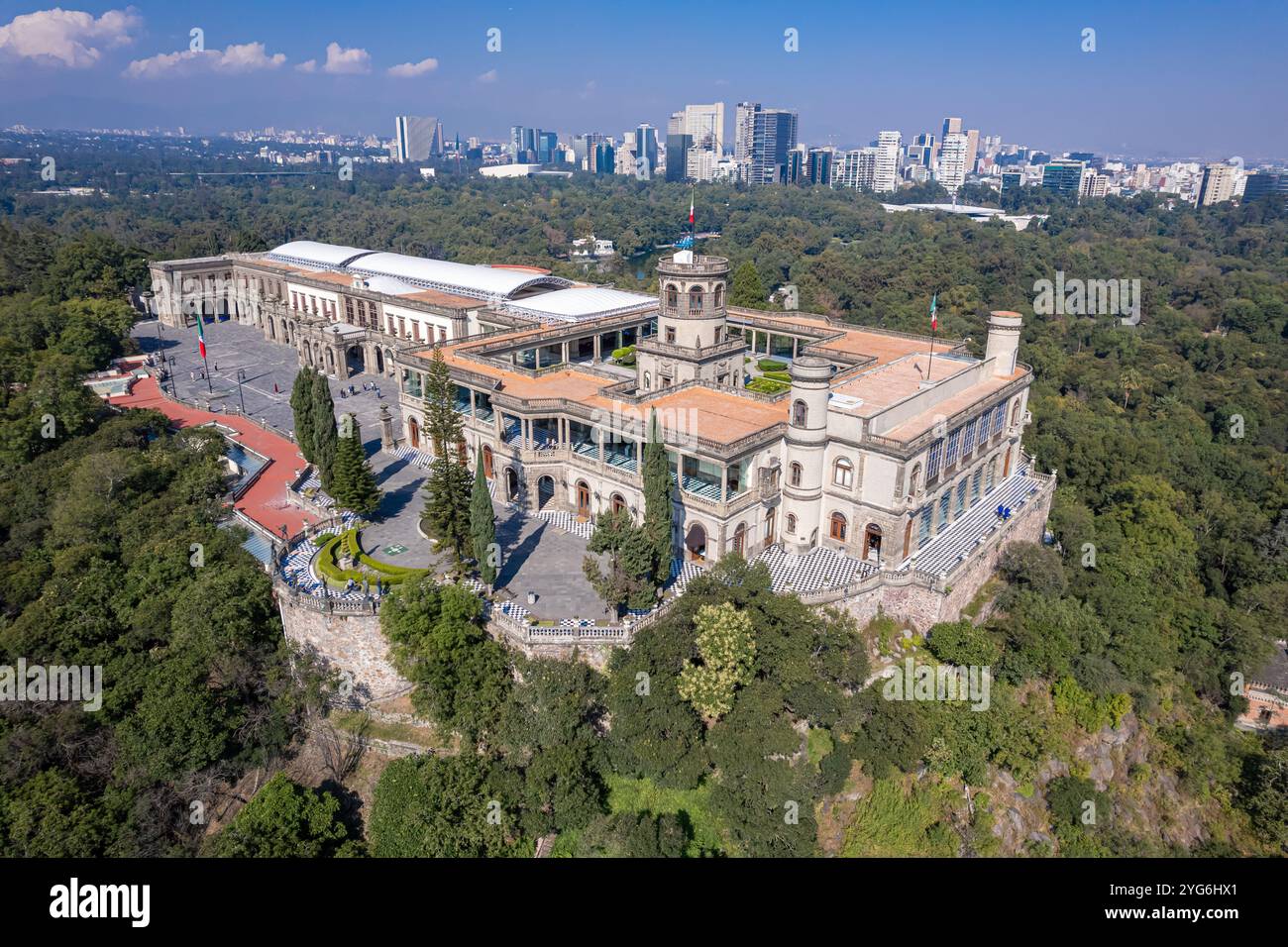 A stunning aerial view of Chapultepec Palace in Mexico City, showcasing ...