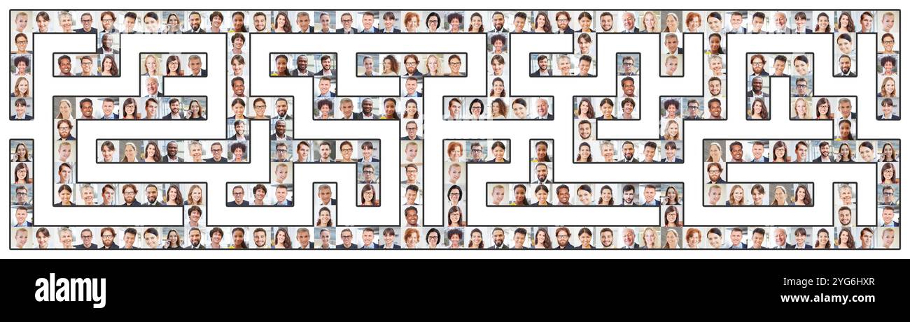 Panorama collage of many international business portraits as a ...
