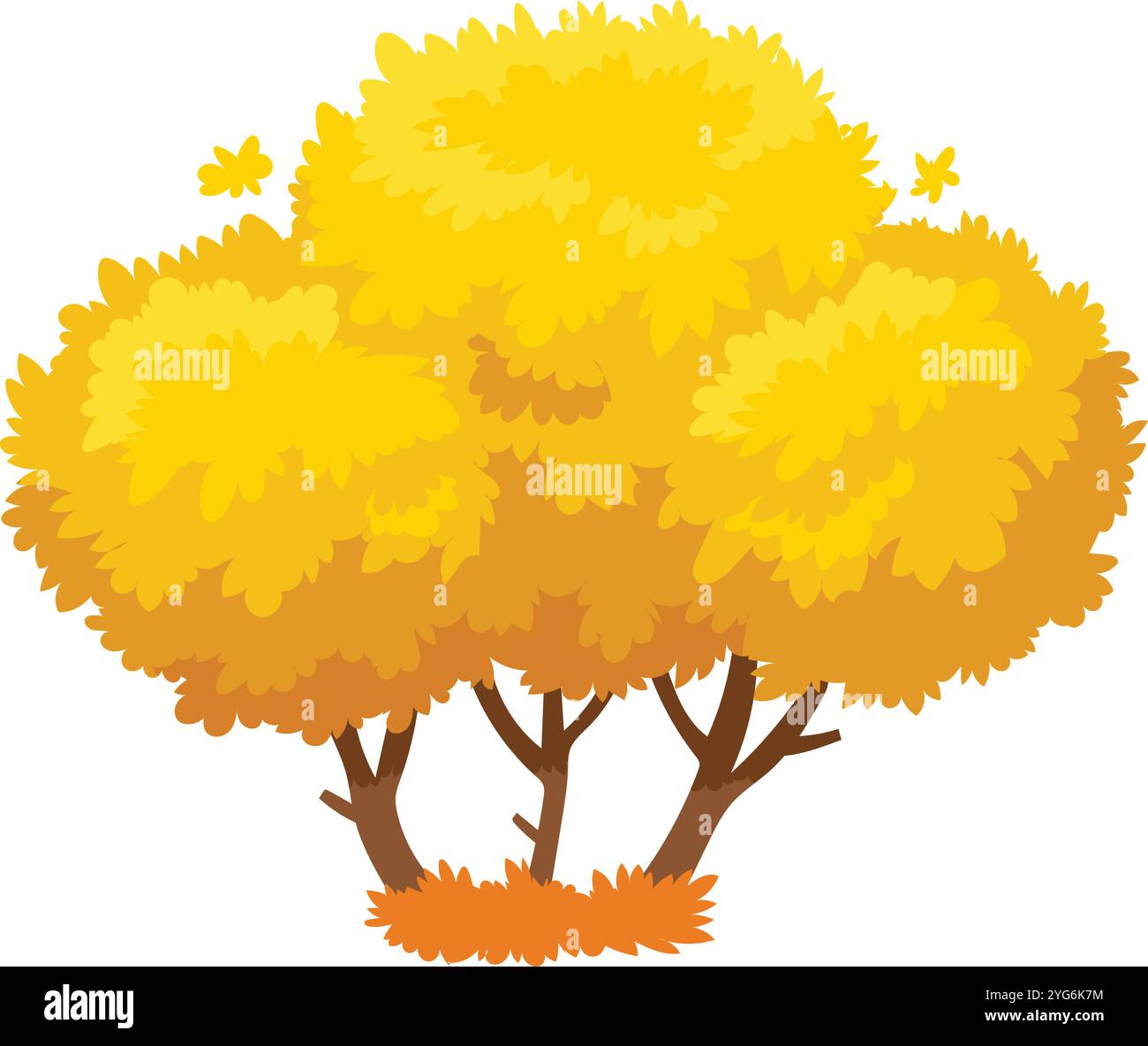 Three stylized trees with vibrant yellow leaves embrace autumn, with ...
