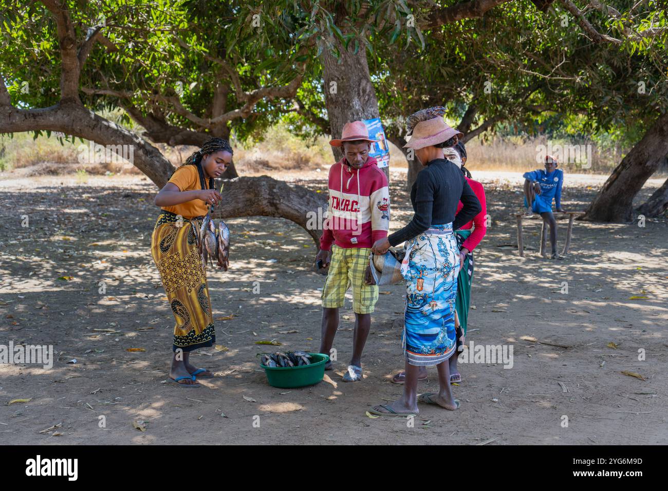 Tsiribihina Ferry Market, Madagascar - August 28, 2024: Local fish ...