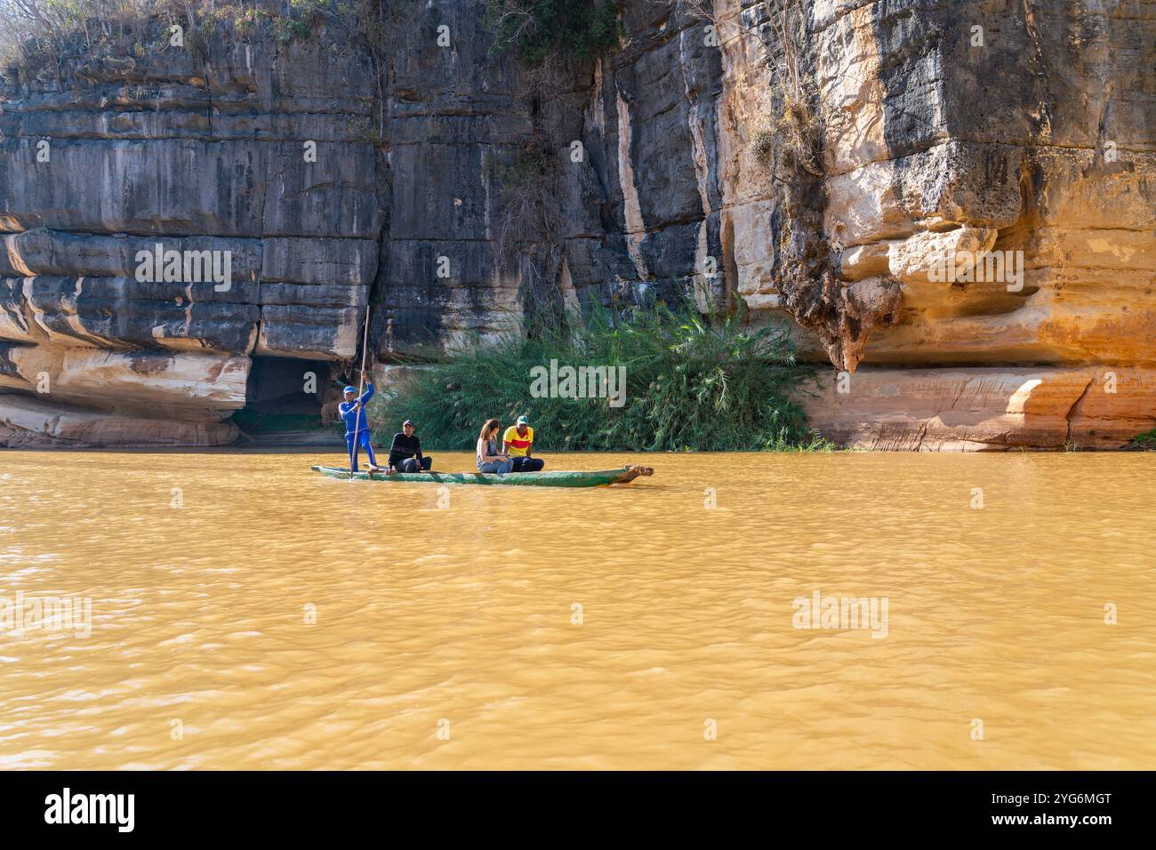 Manambulo River, Madagascar - August 28, 2024: A local guide takes ...