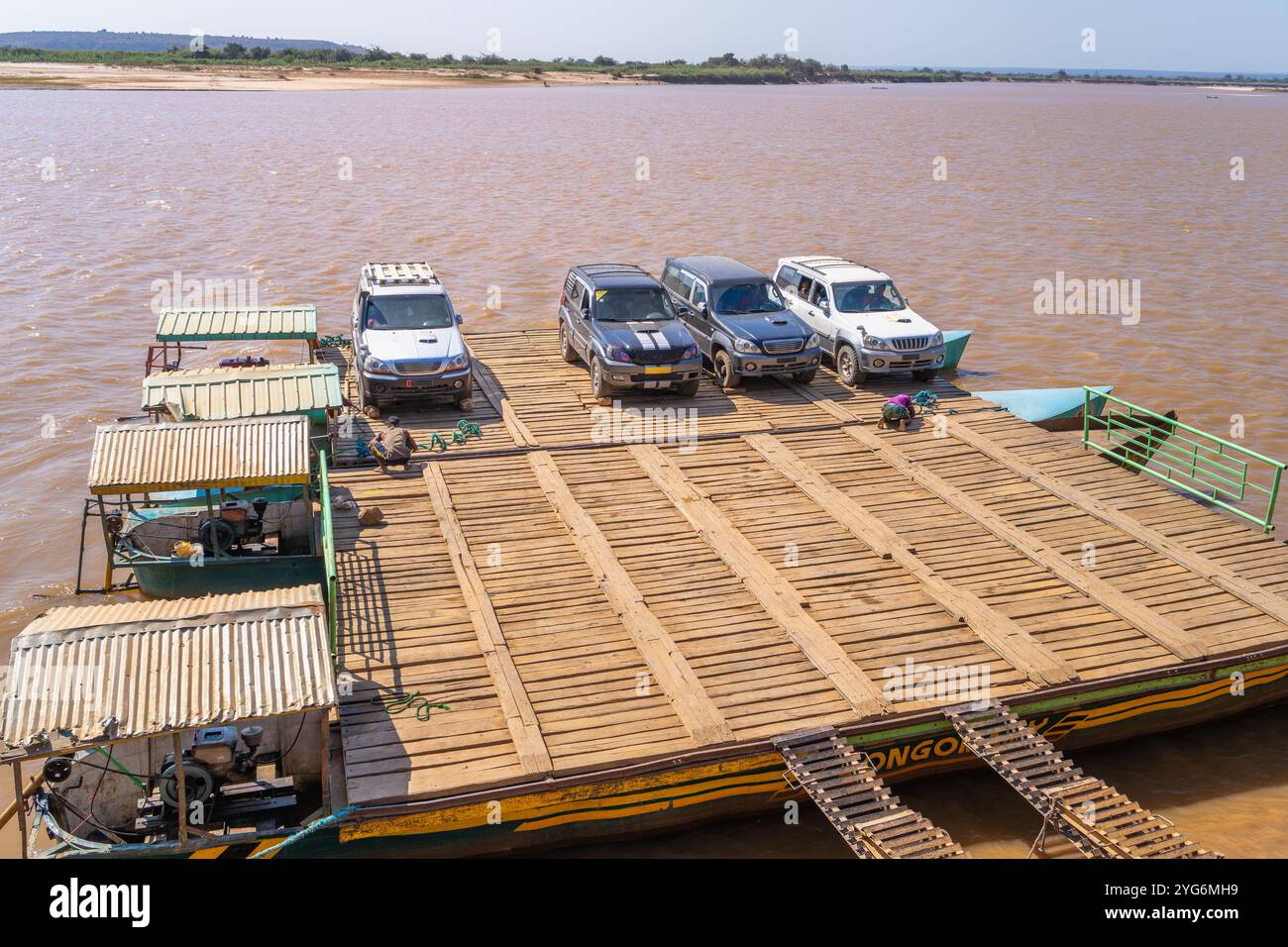Bemaraha National Park, Madagascar - August 28, 2024: Cars on a raft ...
