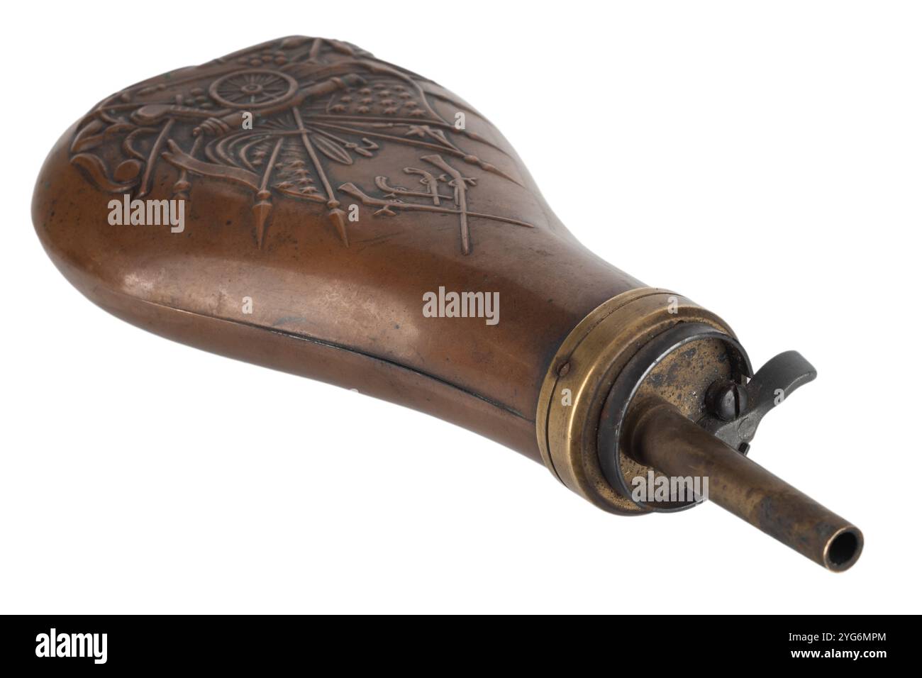 Old west gunpowder flask isolated on white background Stock Photo - Alamy