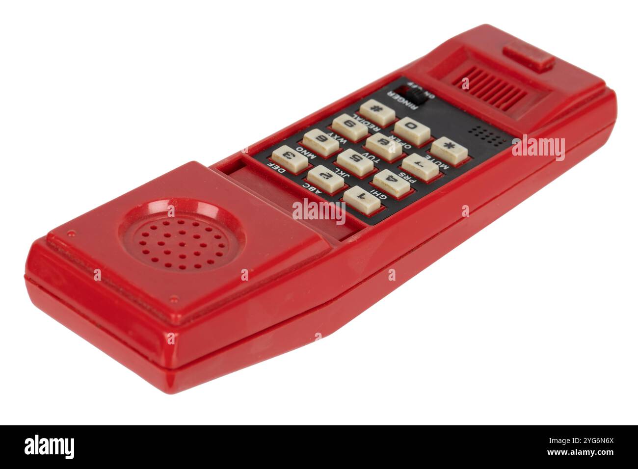 red retro push-button phone isolated on white Stock Photo - Alamy