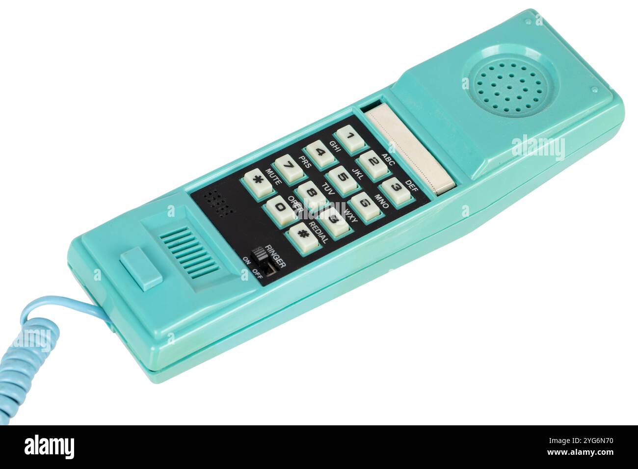 blue retro push-button phone isolated on white Stock Photo - Alamy