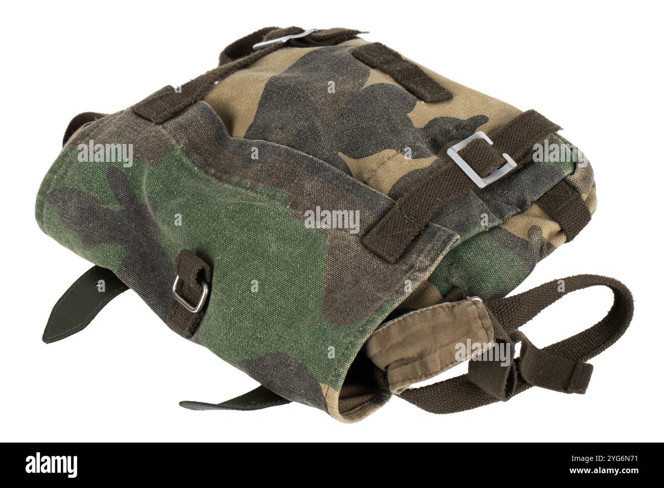 woodland camo small army bag isolated on white background Stock Photo ...
