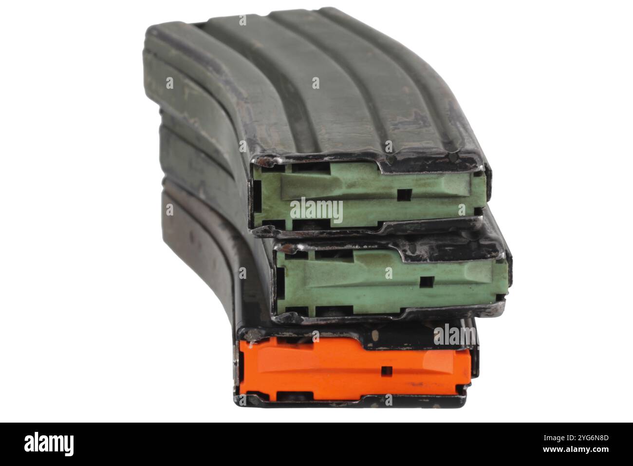 ammunition magazines for assault rifle M16 or M4 isolated on white ...