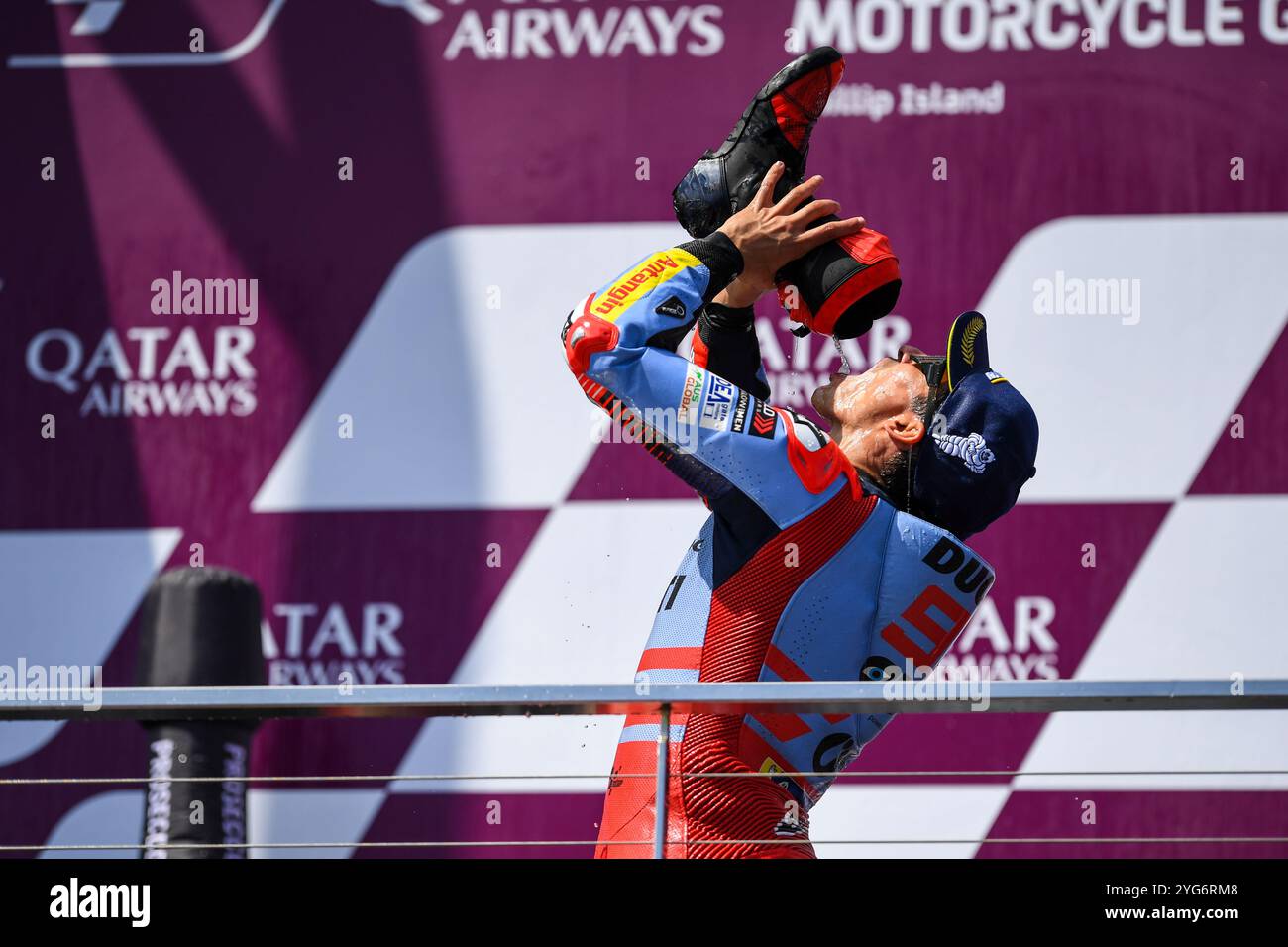Phillip Island, Australia. 20th Oct, 2024. Spaniard Marc Marquez of team Gresini Racing MotoGP ...