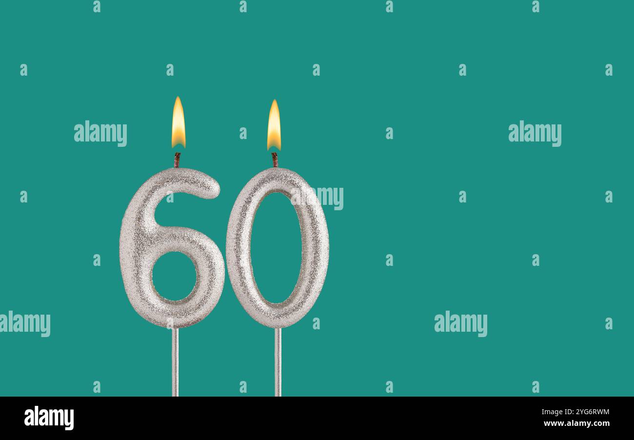 Birthday card on a green background - Candle in the shape of the number ...