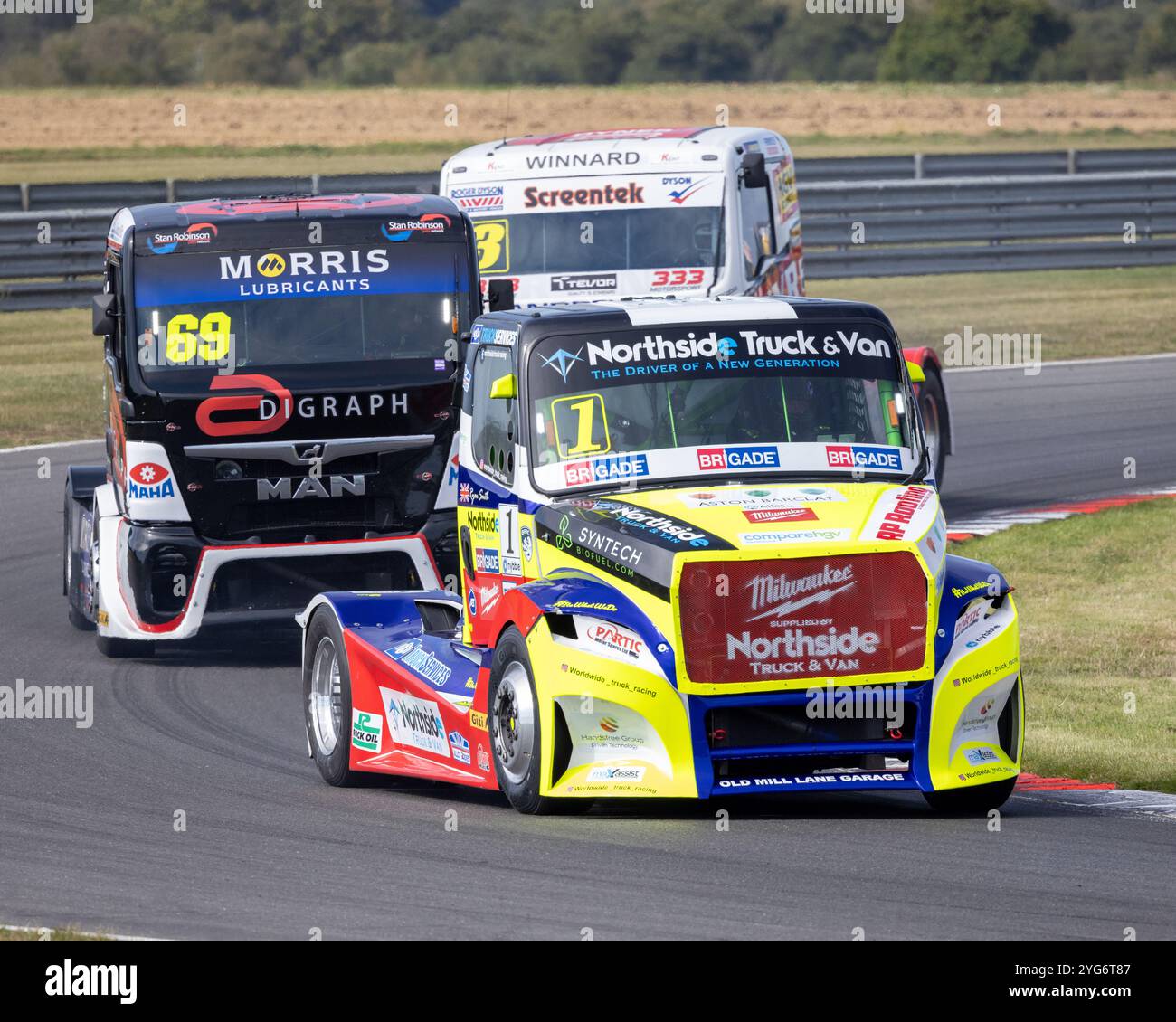Ryan Smith in his Daimler Freightliner leads David Jenkins through ...