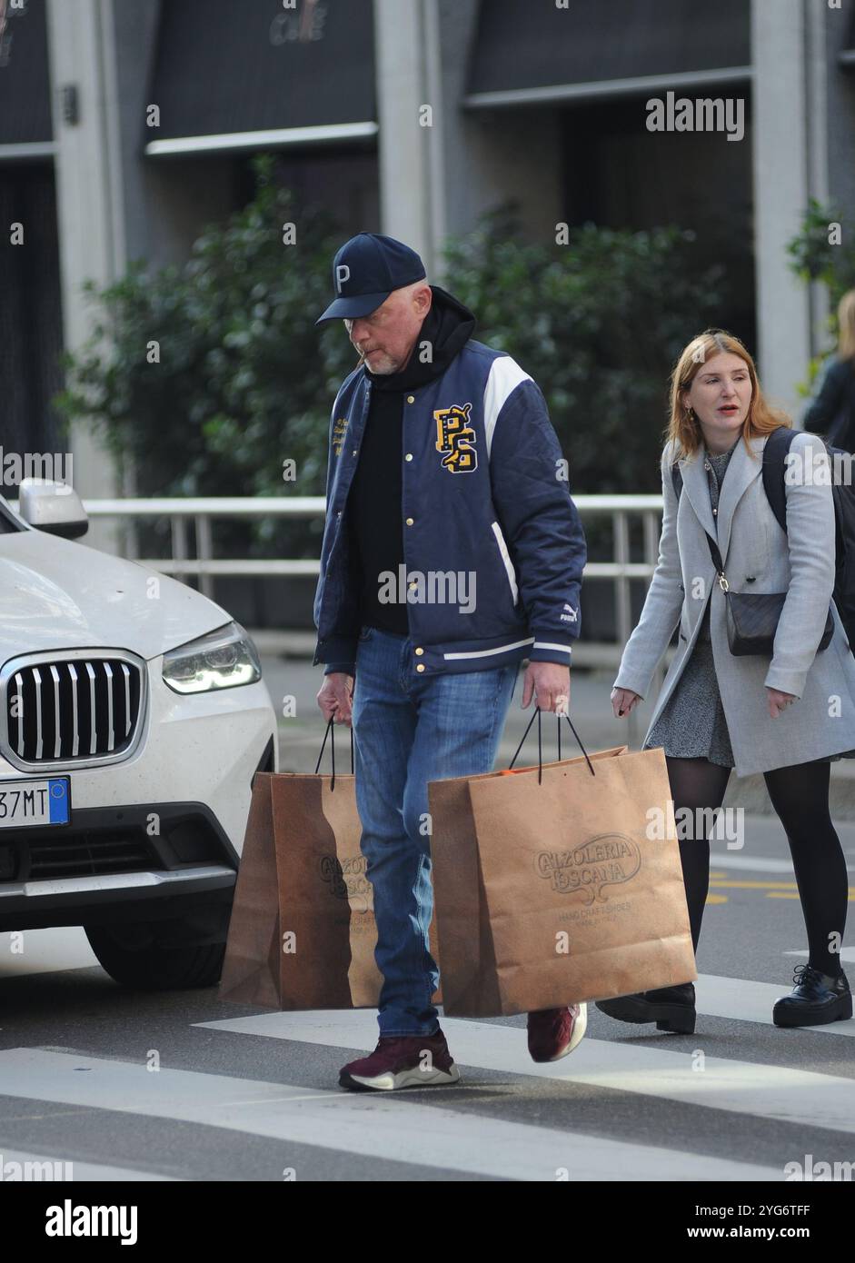 Milan, 06-11-2024 Boris Becker after shopping in the center takes a ...