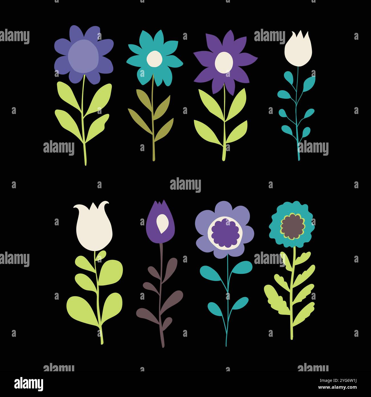 Vector floral elements set. Vector illustration isolated on white ...