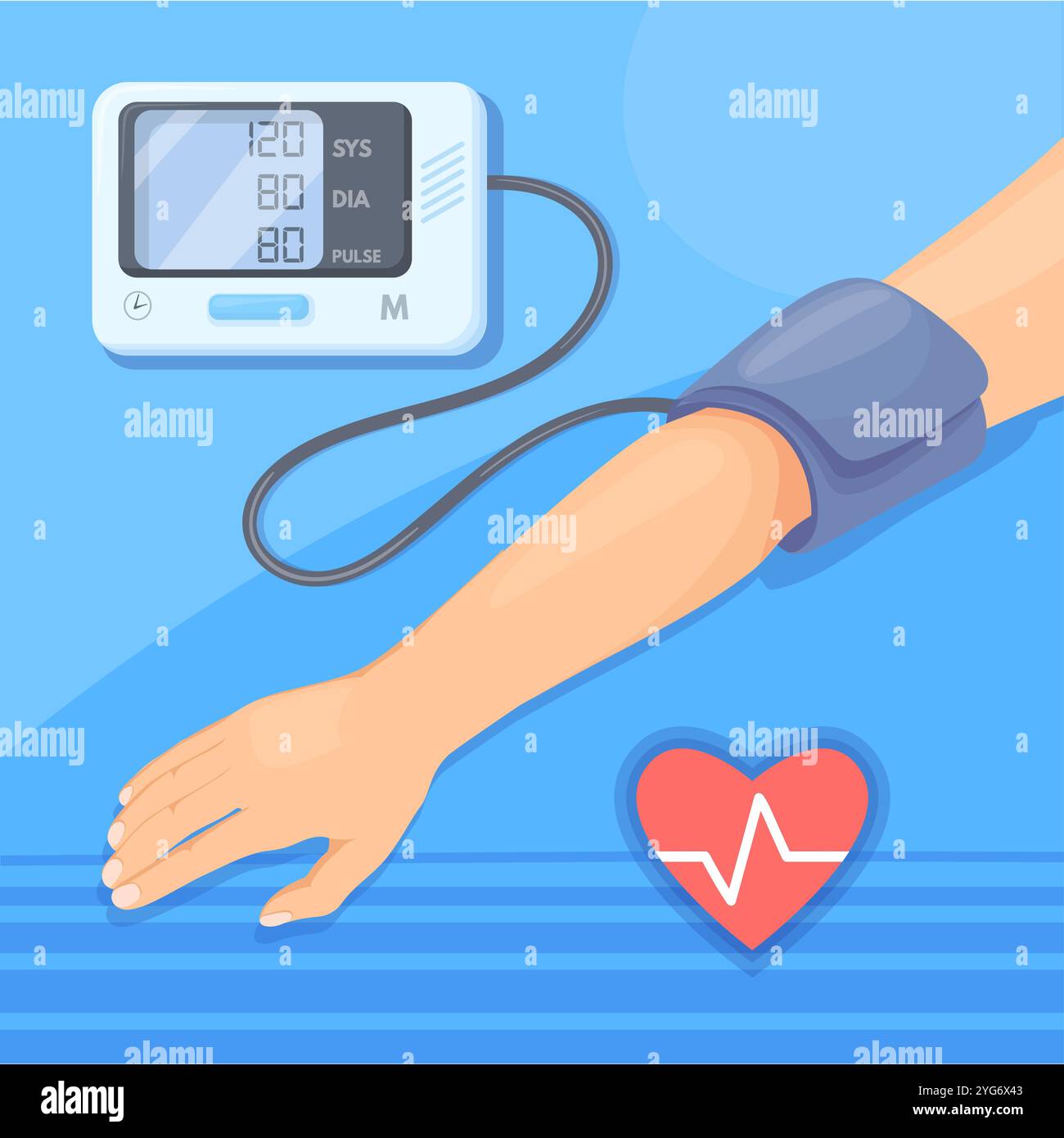 Blood pressure measuring. Hand arm checking arterial blood pressure and ...