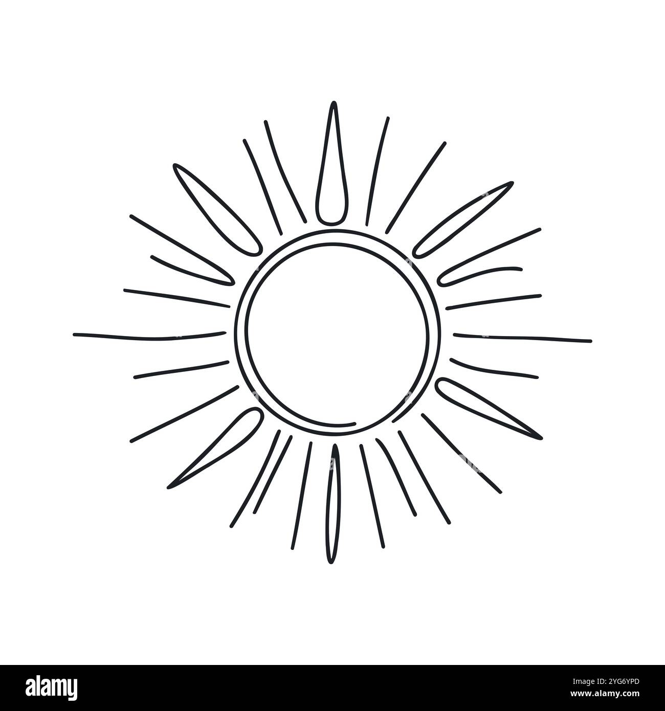 Sun continuous one line art drawing. Summer sun contour line sign ...
