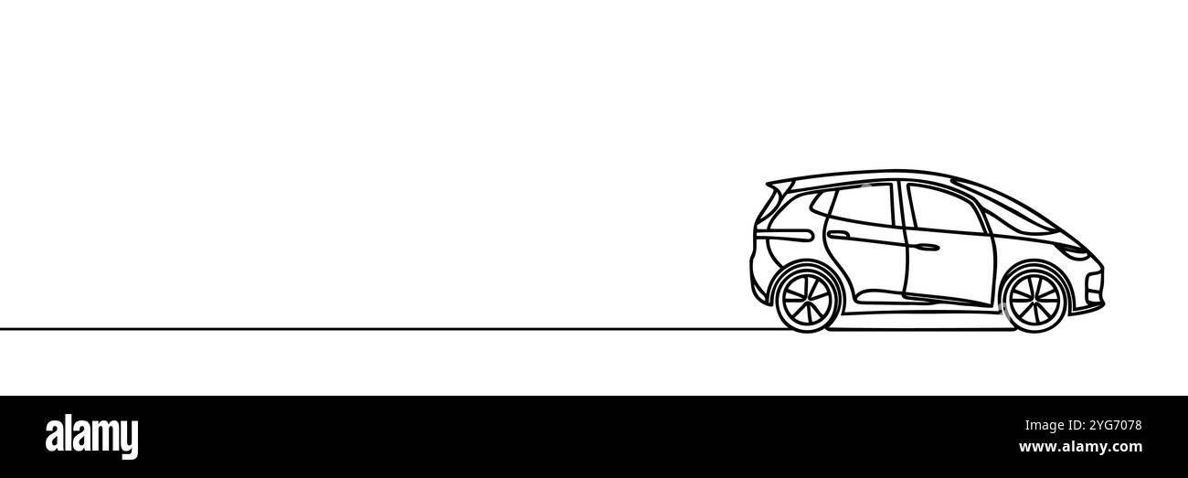 Electric car in continuous one line art drawing. Vehicle green energy ...
