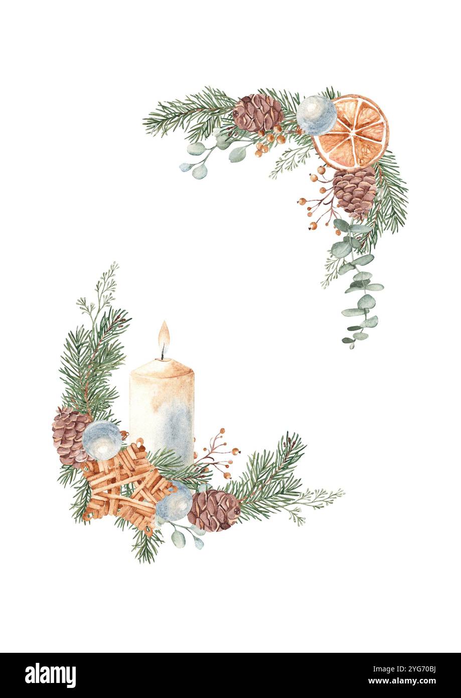 Christmas Advent square vertical Frame, Border. Corner Compositions ...