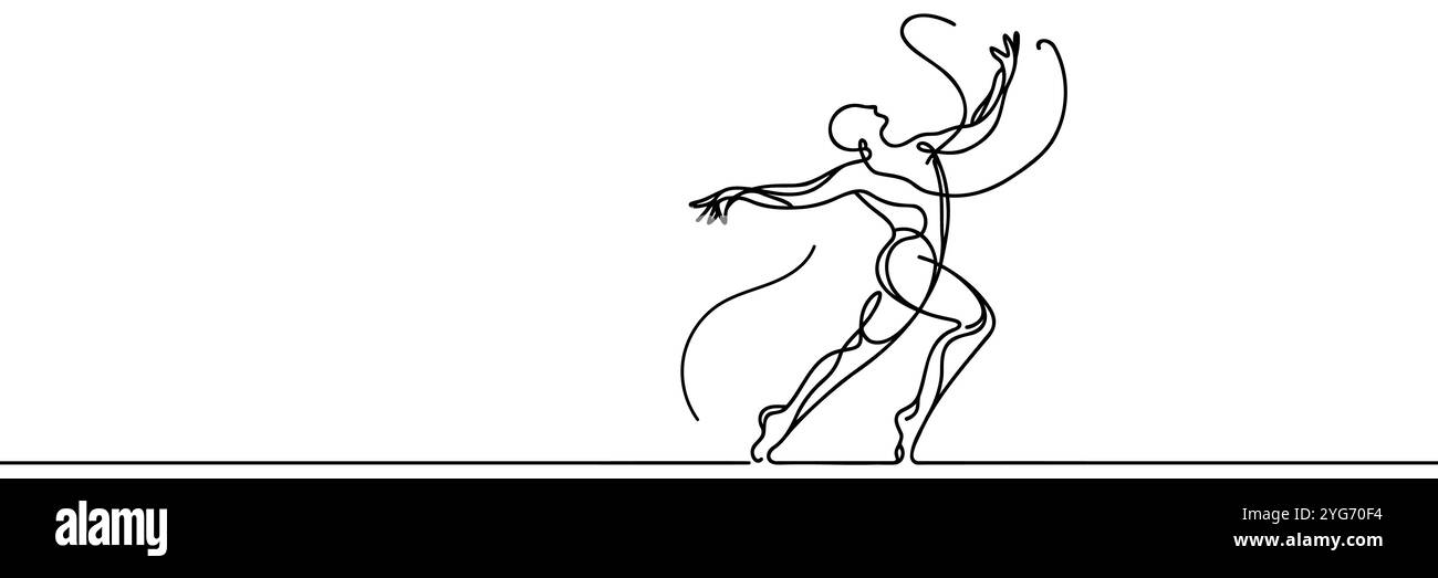 Dynamic dancing One continuous single line hand drawing line art Stock ...