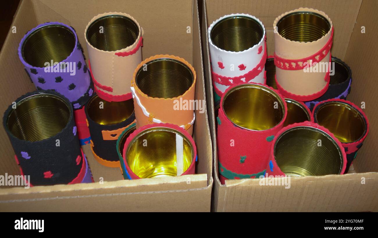 Recycled cans to use as a cup for scorographs, for example Stock Photo ...