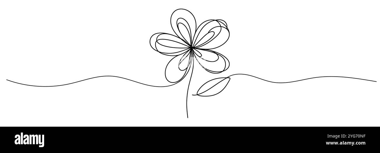 The flower is drawn as a continuous line. Vector illustration Stock ...