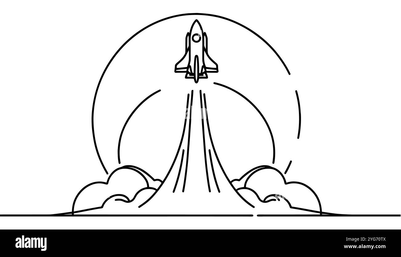 One line rocket space Black and White Stock Photos & Images - Alamy