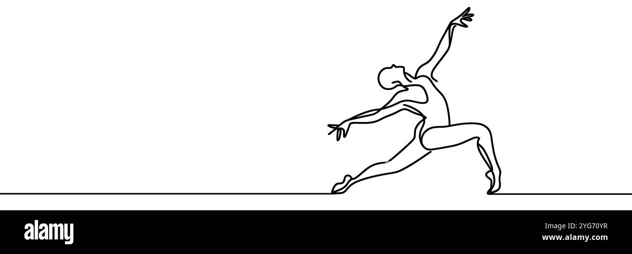 Dynamic dancing One continuous single line hand drawing line art Stock ...