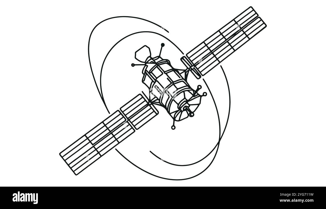 One continuous line drawing of a satellite Stock Vector Image & Art - Alamy