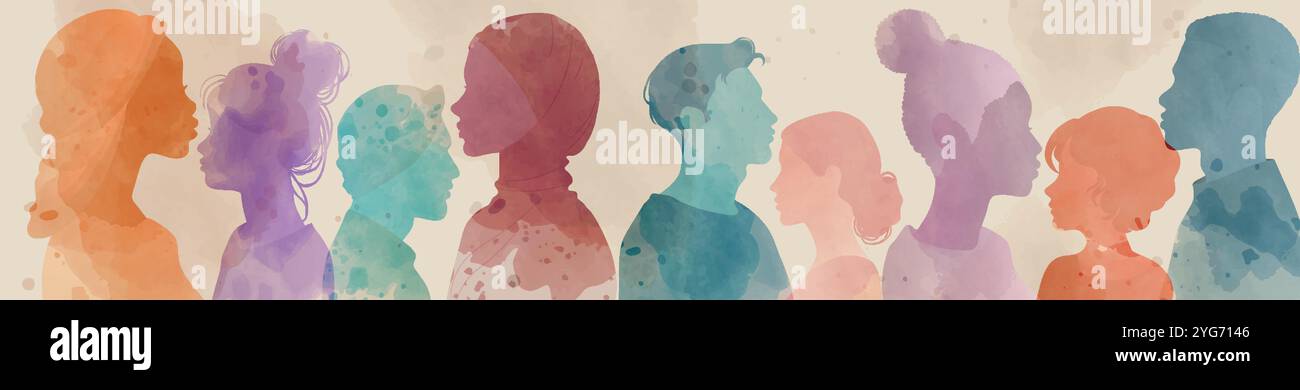 Side-view Silhouettes of Men and Women from Various Cultures ...