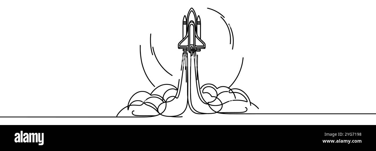 One continuous line drawing of Rocket space ship launch Stock Vector ...