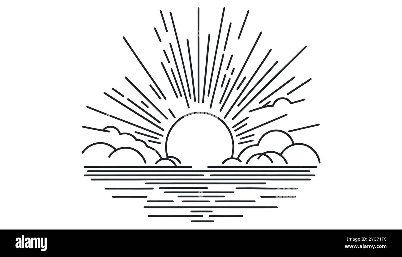 one continuous line drawing of sunset view Stock Vector Image & Art - Alamy