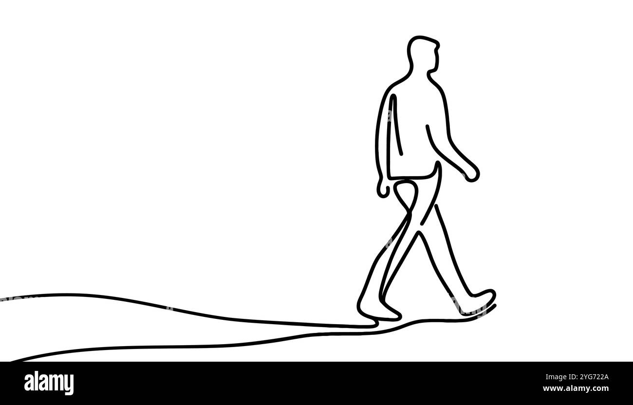 Illustration man walking road Black and White Stock Photos & Images - Alamy