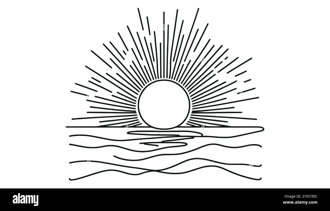 one continuous line drawing of sunset view Stock Vector Image & Art - Alamy