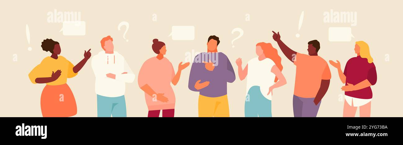 Communicating group of people. Discussion and interaction vector ...