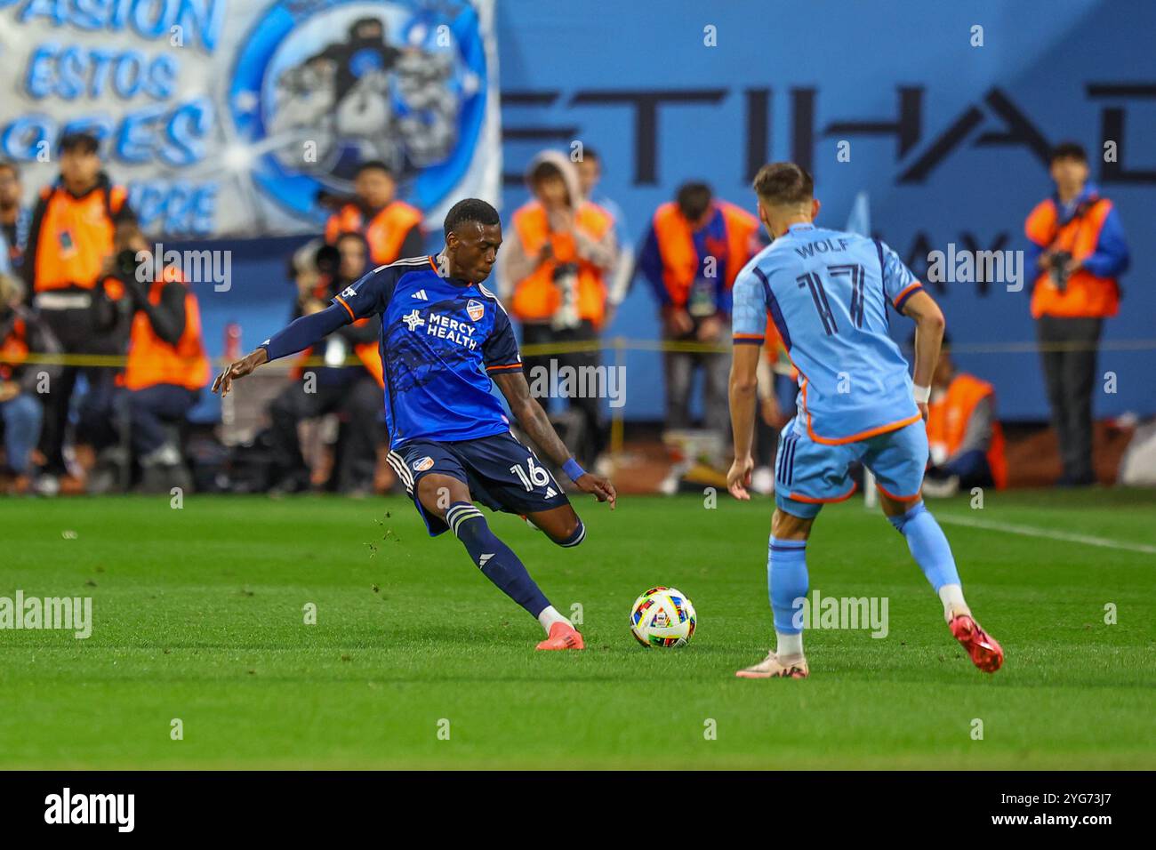 FC Cincinnati defender Teenage Hadebe #16 during action in Game 2 of ...