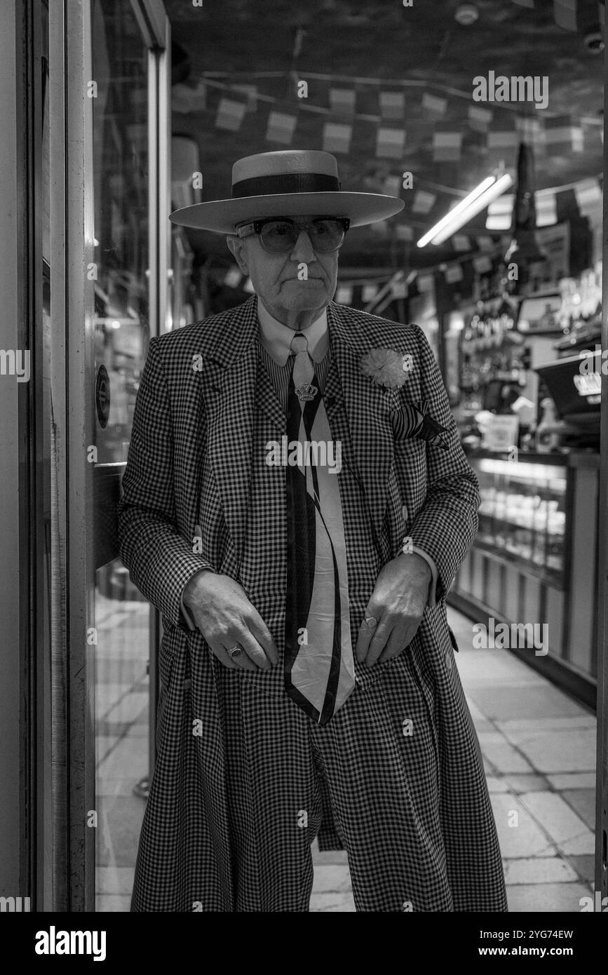Icon George Skeggs AKA Soho George walking around the West End in his ...