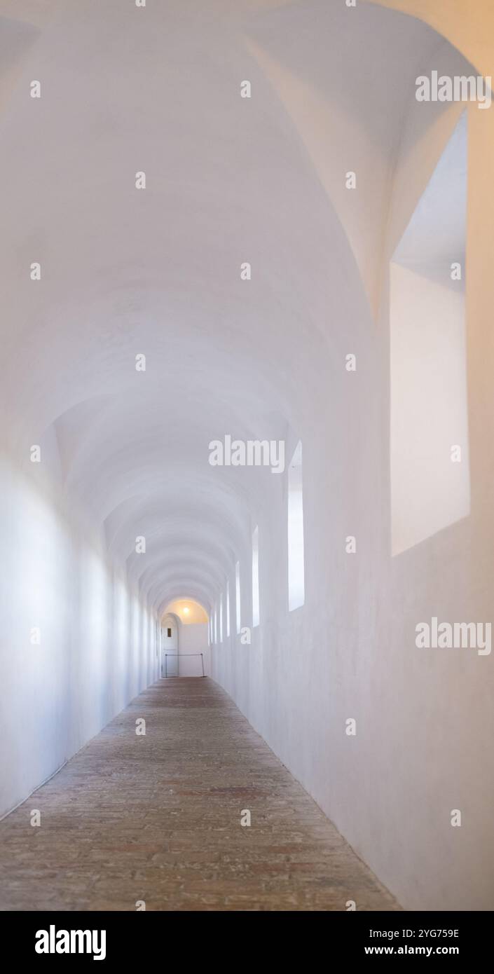 Long White Corridor Stock Photo - Alamy