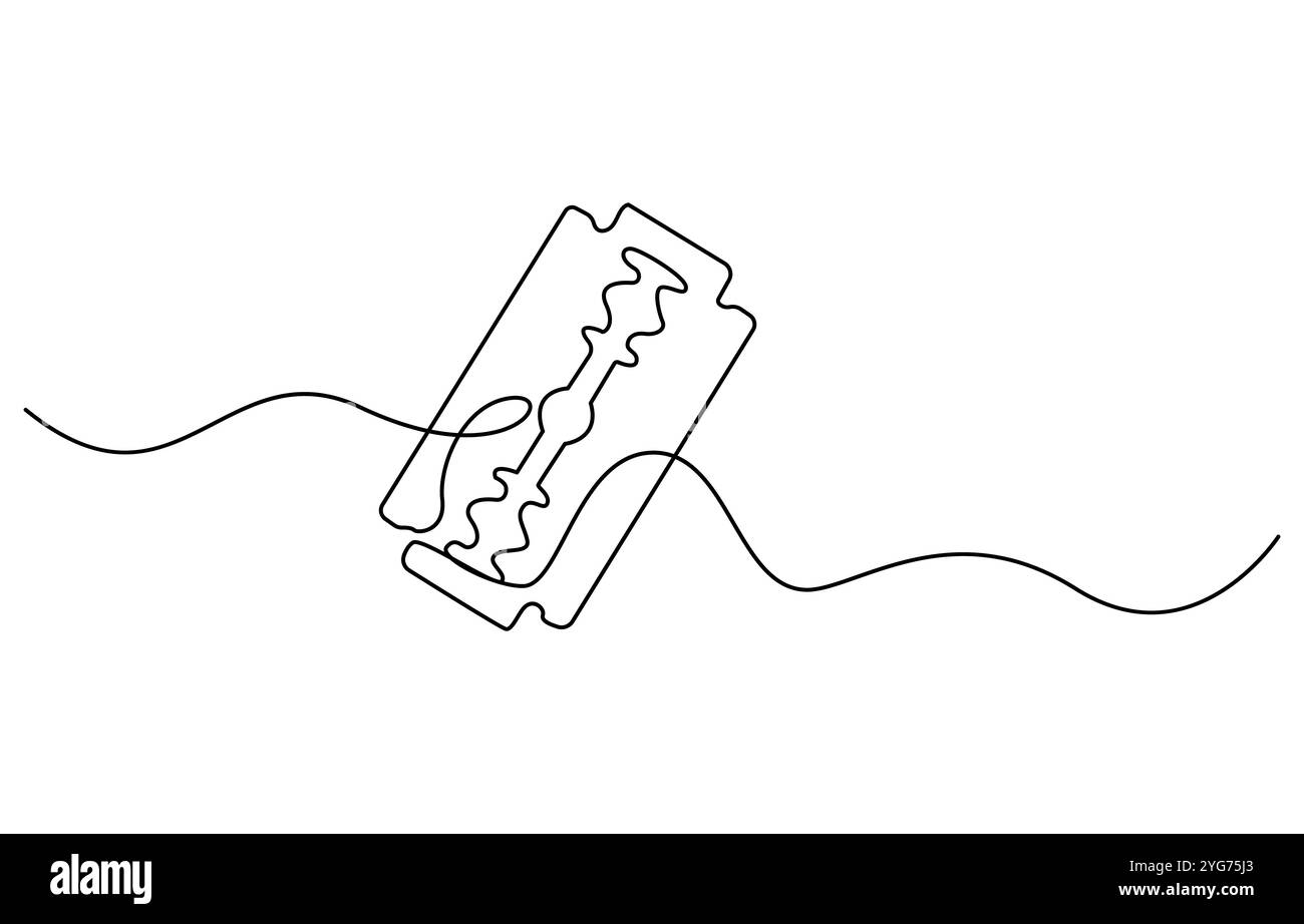 continuous single drawn one line razor hand-drawn picture silhouette ...