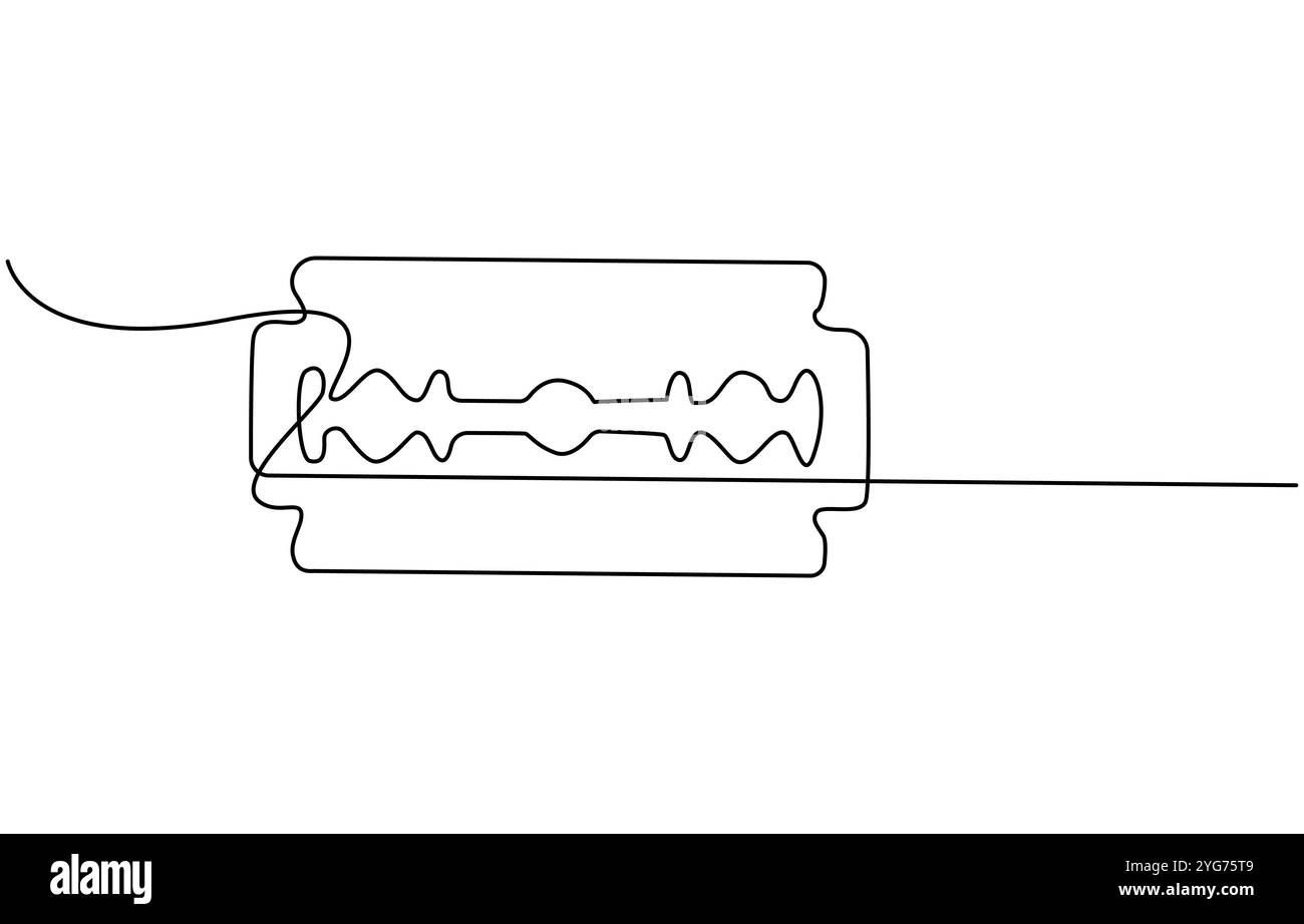 continuous single drawn one line razor hand-drawn picture silhouette ...