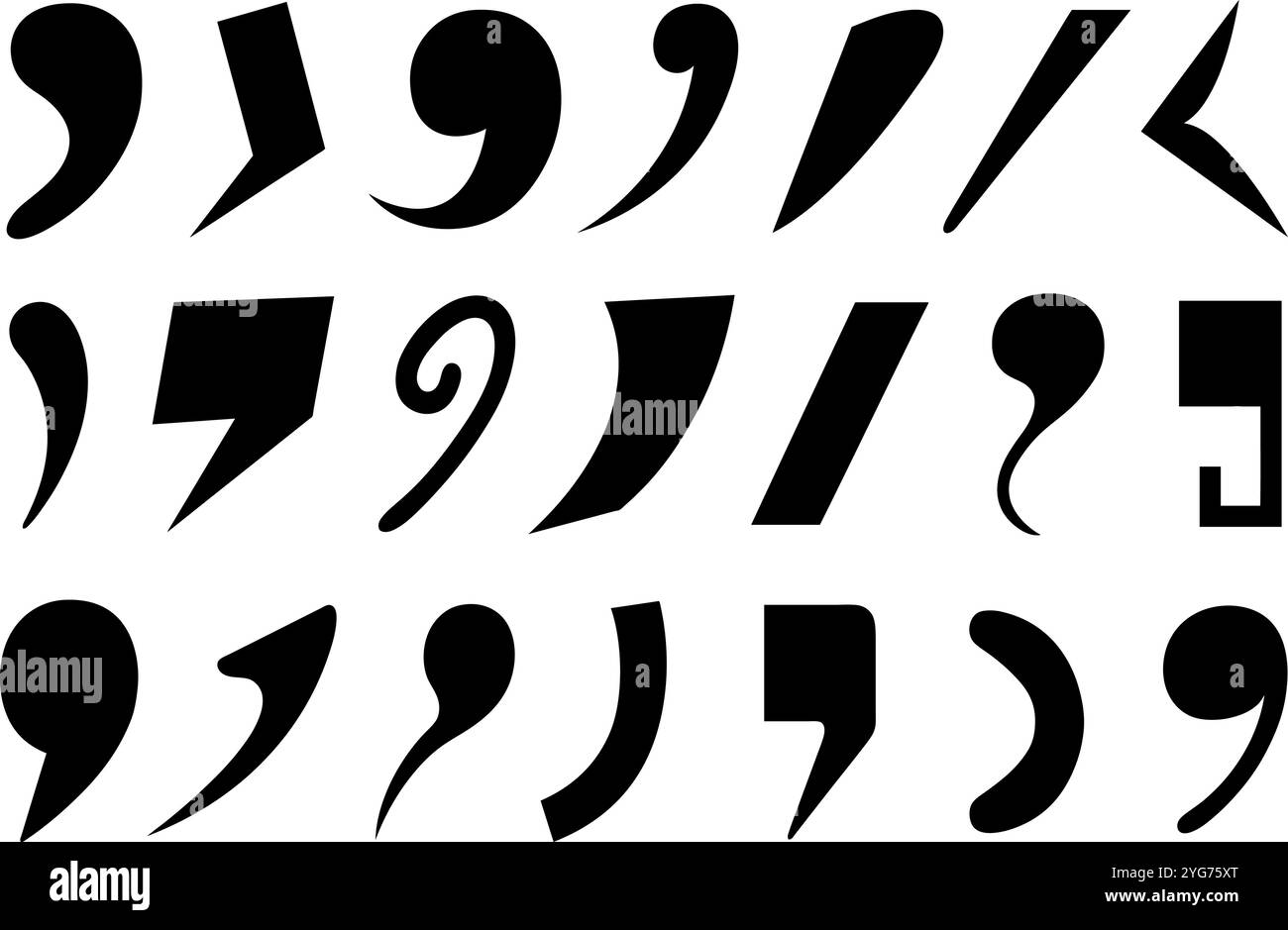 Collection of different comma signs isolated on white Stock Vector ...