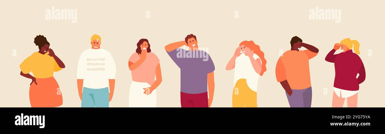 Group of tired and exhausted people. Vector characters Stock Vector ...
