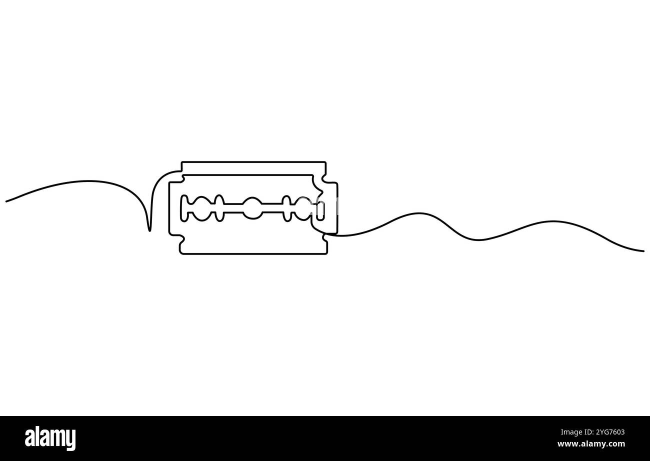 continuous single drawn one line razor hand-drawn picture silhouette ...