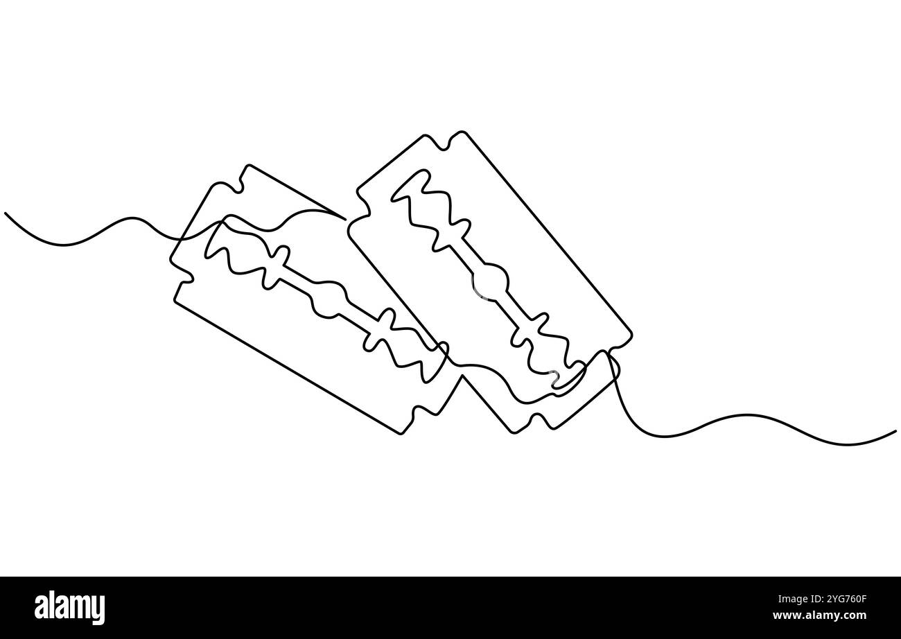 Continuous Single Drawn One Line Razor Hand Drawn Picture Silhouette 