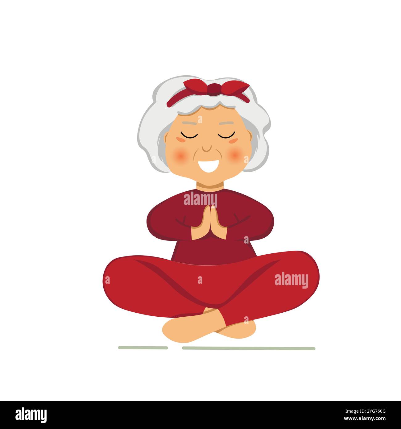 Sporty Granny does Yoga. Old person. Vector colorful cartoon ...