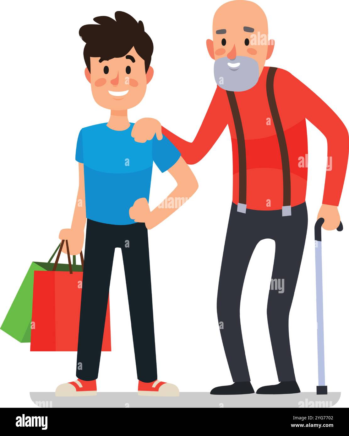 Elderly man carrying shopping bags Stock Vector Images - Alamy
