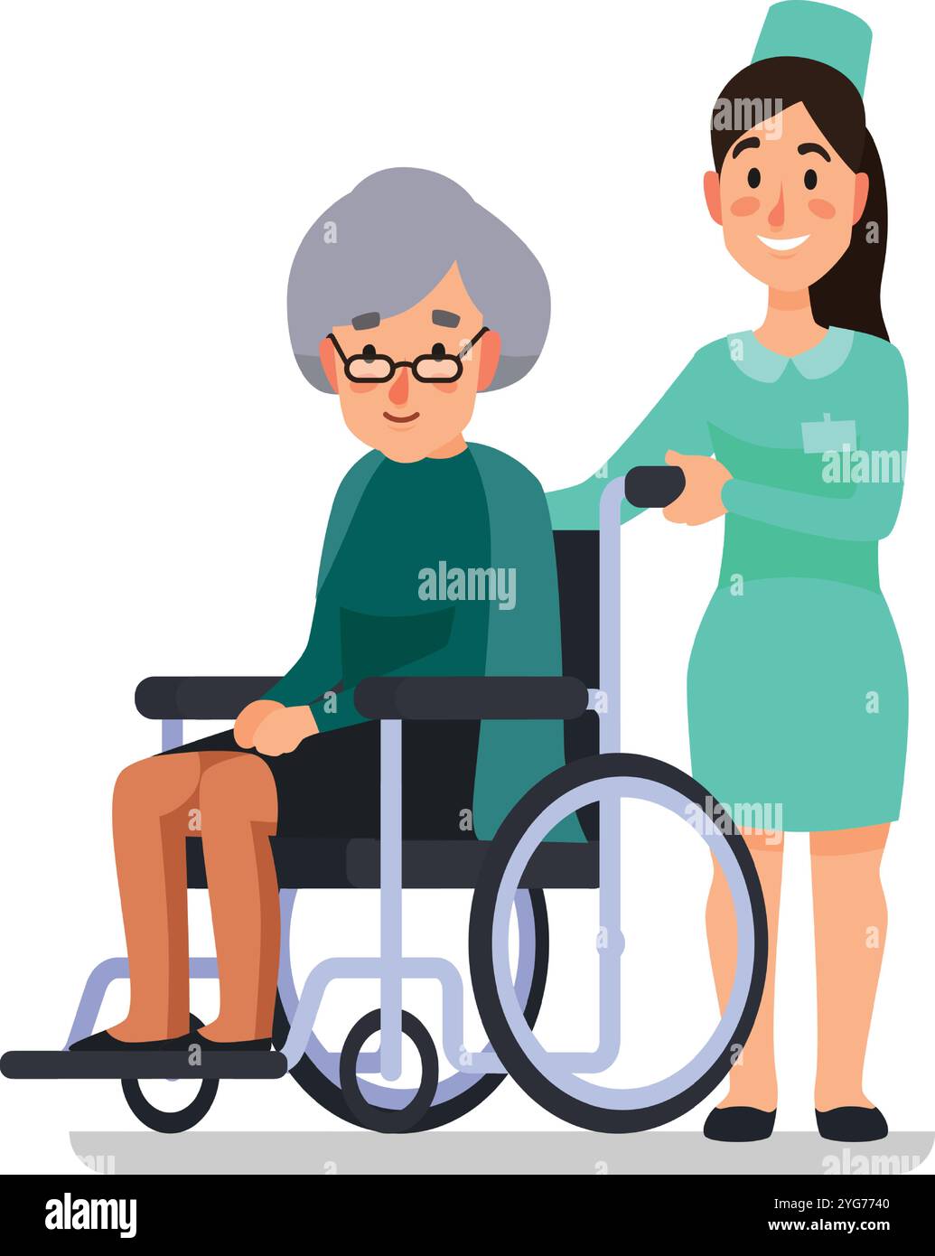 Support disability caregiver senior Stock Vector Images - Alamy