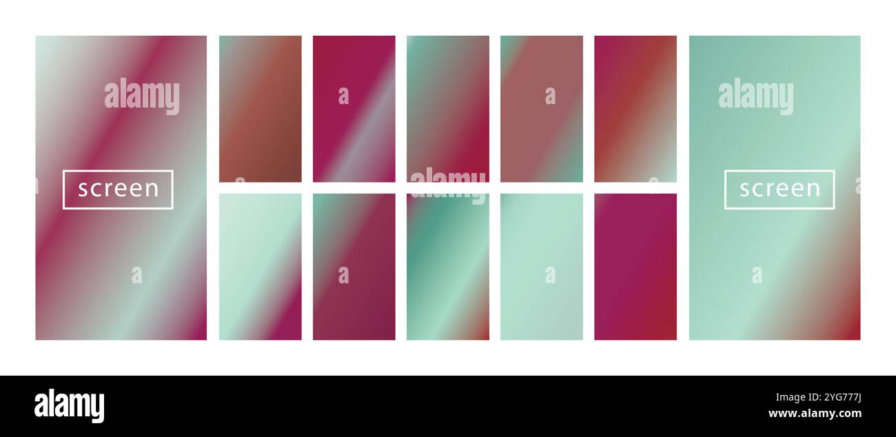 Mobile screen lock display collection of colorful backgrounds in trendy ...