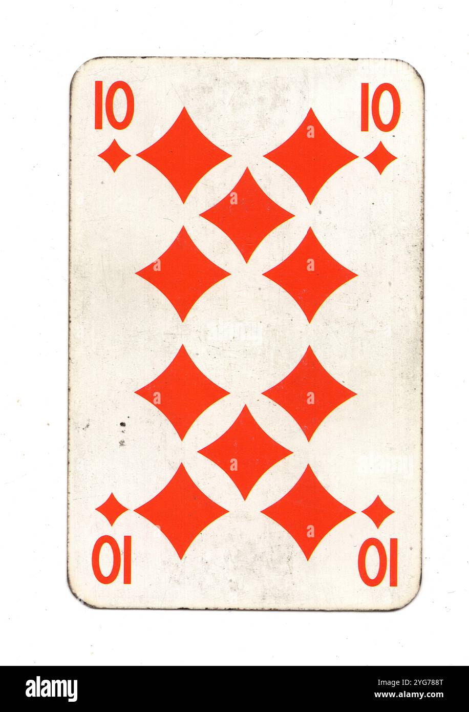 A vintage ten of diamonds playing card on a white background Stock ...