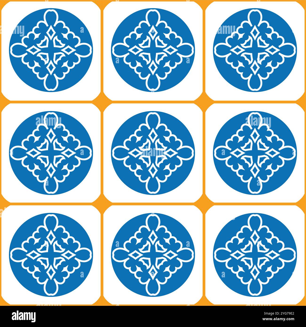 Blue and white circular tile pattern designed to enhance any decorative ...