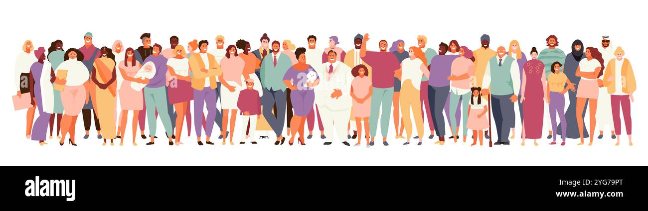 Multinational and multicultural crowd of people . People of different ...